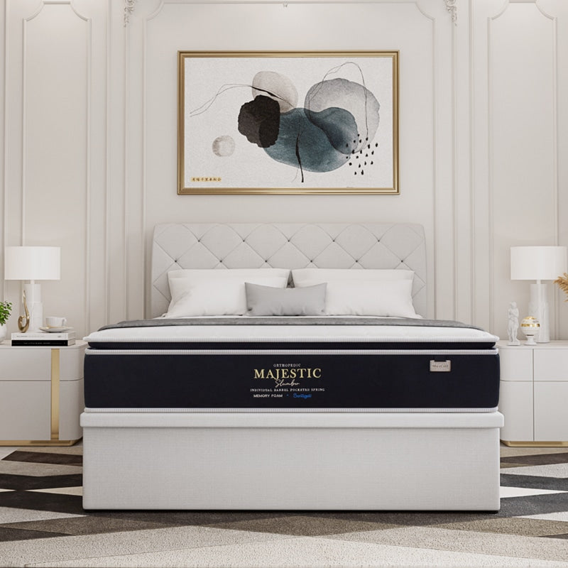 Majestic Slumber 11″ Pocketed Spring Mattress + Ezra Storage Bed Frame ...
